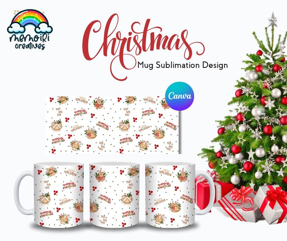 Editable Christmas Mug Template Canva Digital Download for Personalized ...