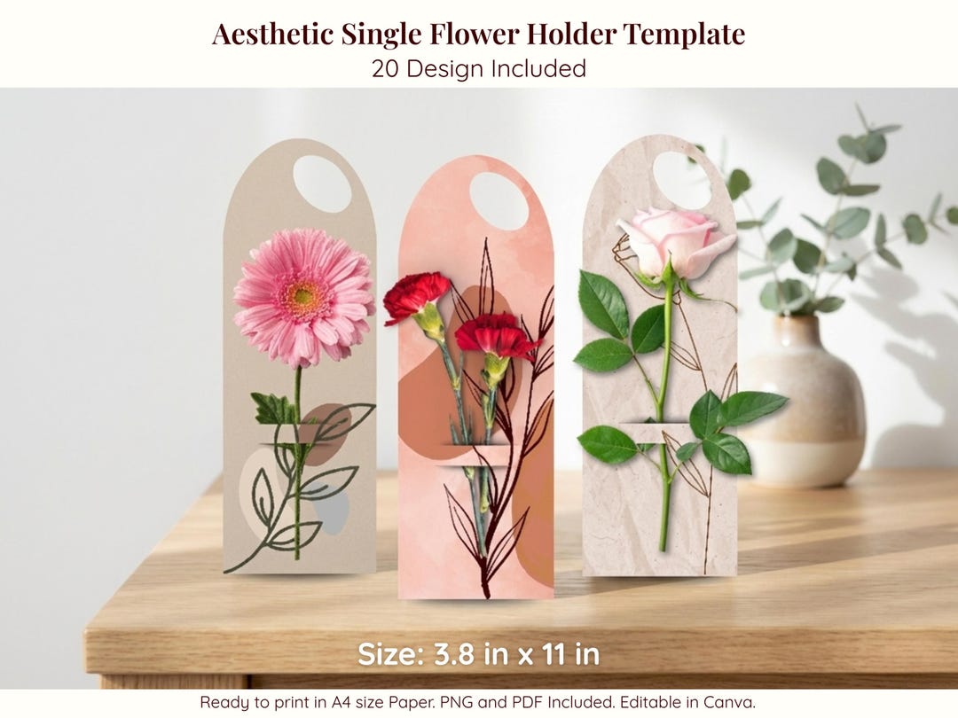 Aesthetic Flower Holder Template | 20 Designs Printable Flower Gift ...