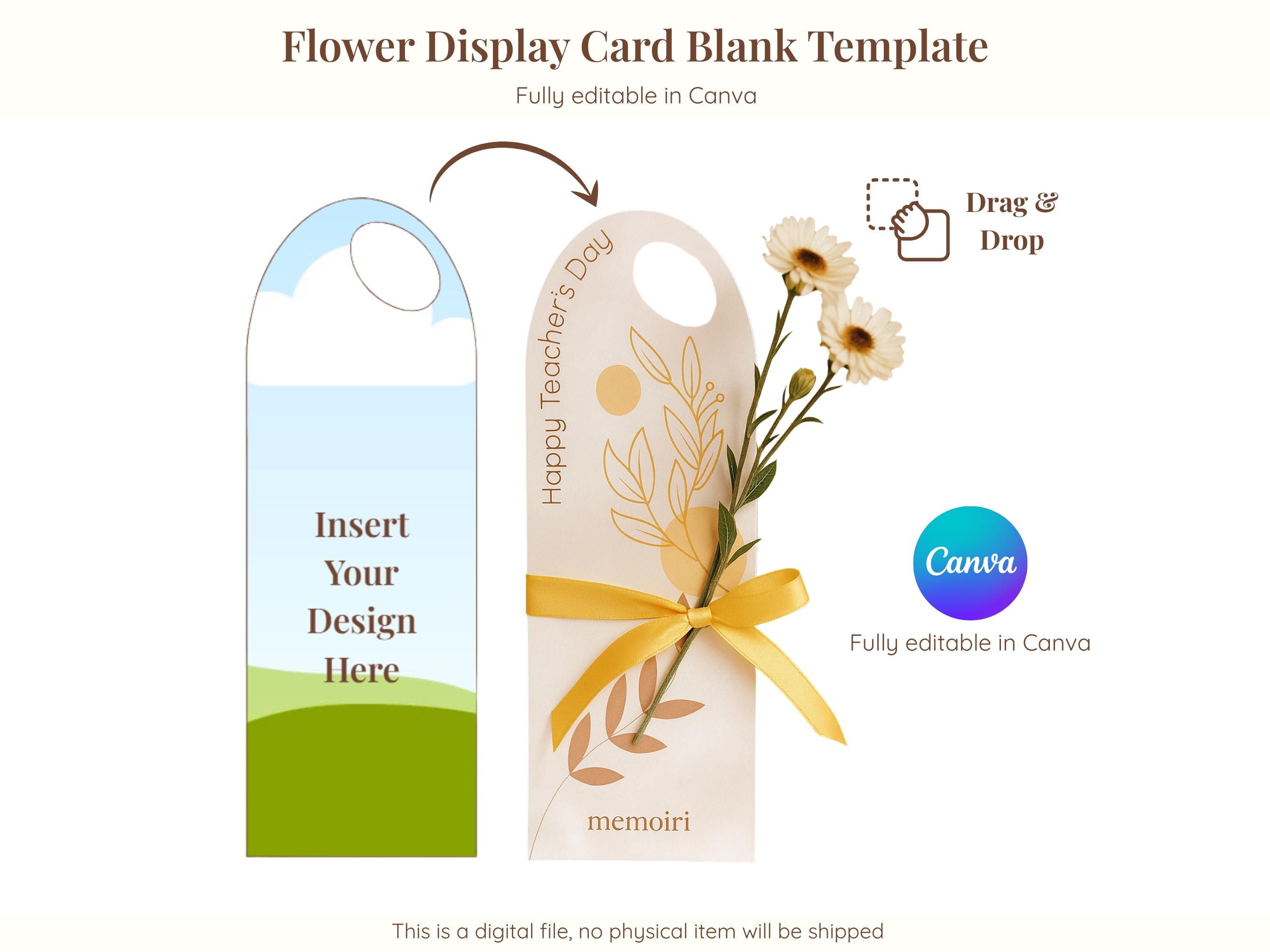 Editable Flower Display Card Template: Printable Bouquet Holder ...