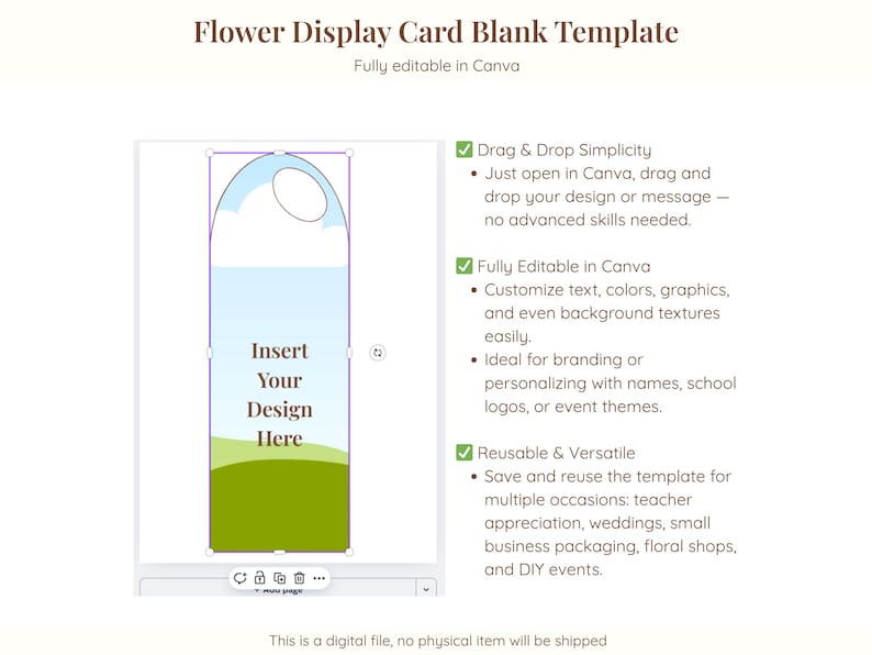 Editable Flower Display Card Template: Printable Bouquet Holder ...