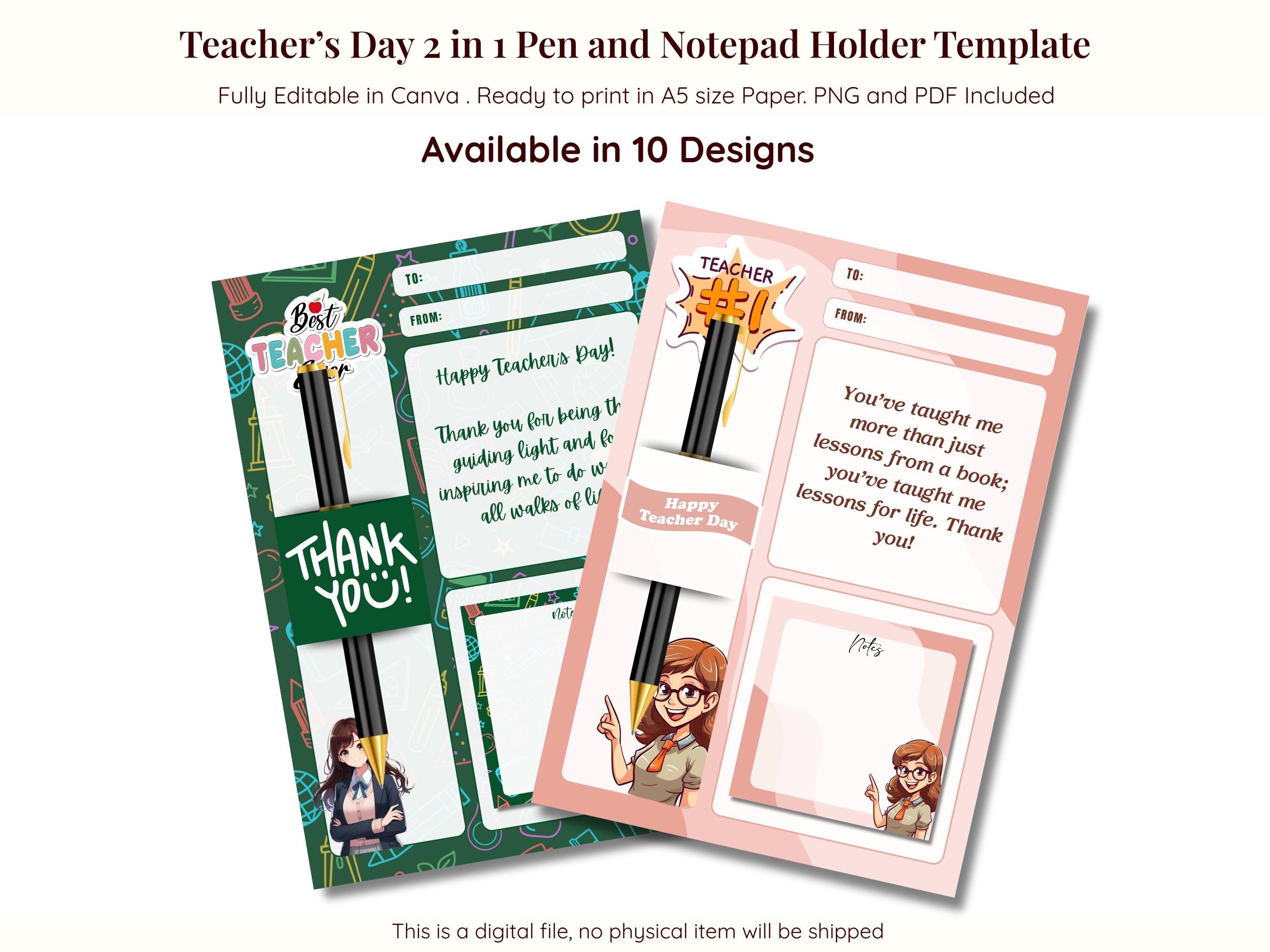 Teachers Printable Pen and Notepad Holder for Teacher’s Day - Etsy
