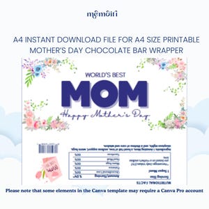 Mother’s Day Chocolate Bar Wrapper Label Printable Candy Bar Wrapper ...