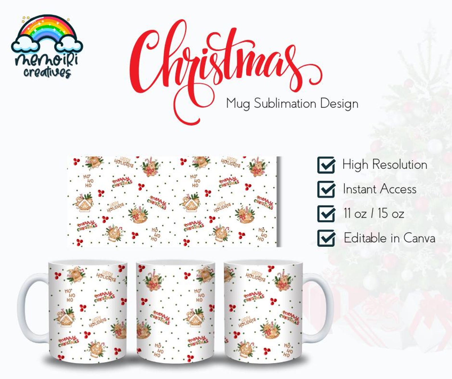 Editable Christmas Mug Template Canva Digital Download for Personalized ...