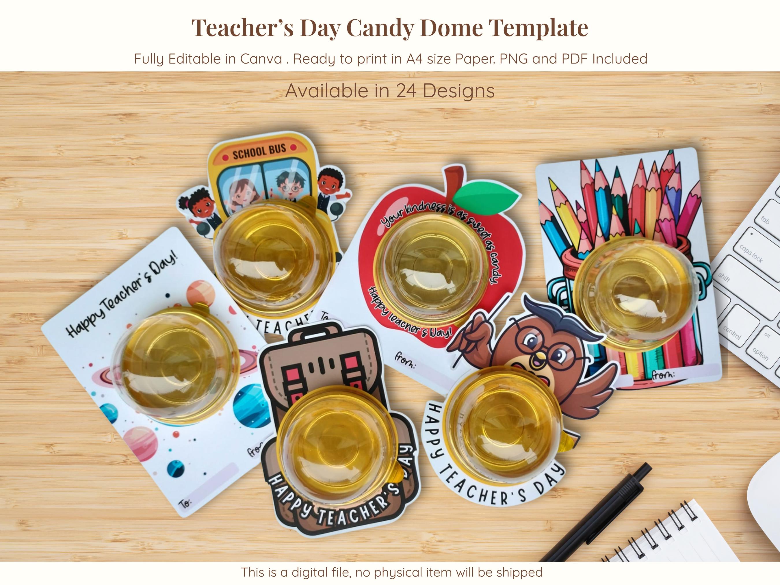 Teacher's Day Candy Dome Template: Printable Gift (canva Editable ...