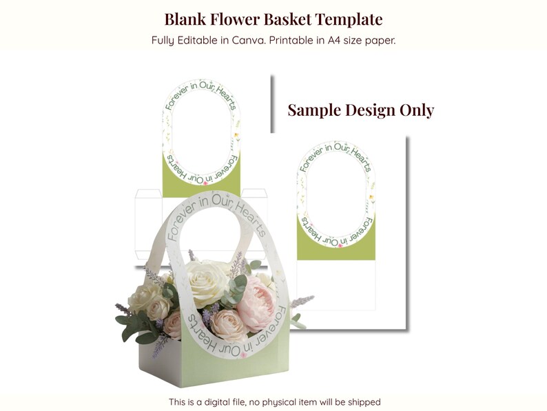 Editable Flower Basket Template | DIY Printable Floral Box (canva) - Etsy