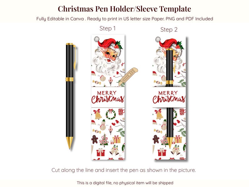 Christmas Pen Sleeve Template Bundle: 40 Canva Editable Designs ...