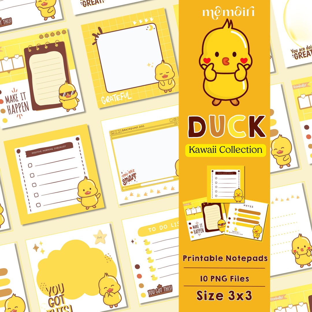 10 Printable Notepads Cute Yellow Ducks Printable Notepad Stationery ...
