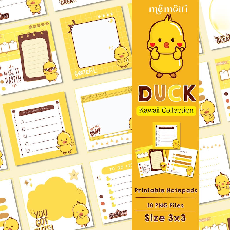 10 Printable Notepads Cute Yellow Ducks Printable Notepad Stationery ...