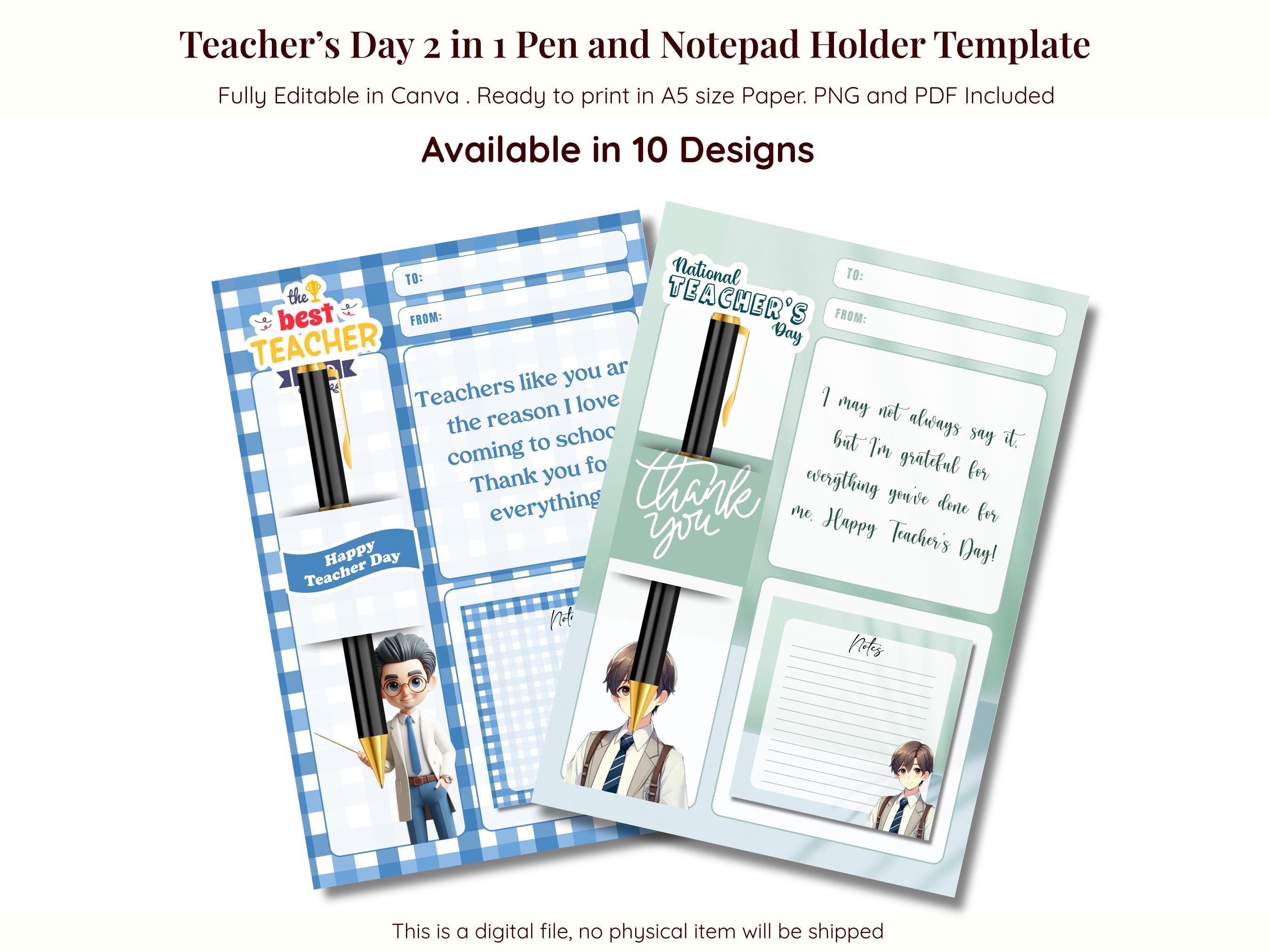 Teachers Printable Pen and Notepad Holder for Teacher’s Day - Etsy