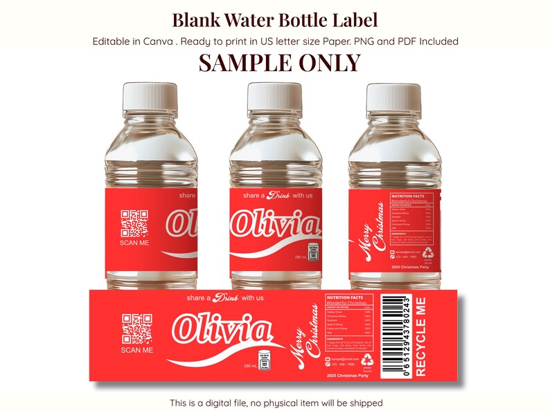 Editable Water Bottle Label Template: DIY Party Favor Wraps (canva ...