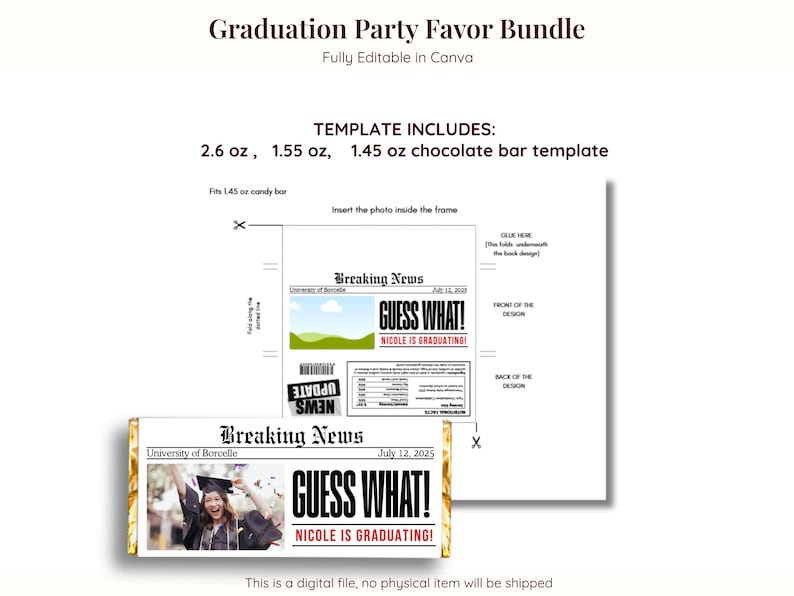 Newspaper Graduation Party Favor Bundle Chip Bag, Water Bottle ...