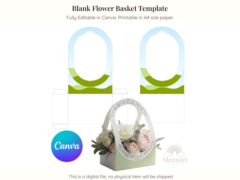 Editable Flower Basket Template | DIY Printable Floral Box (canva) - Etsy