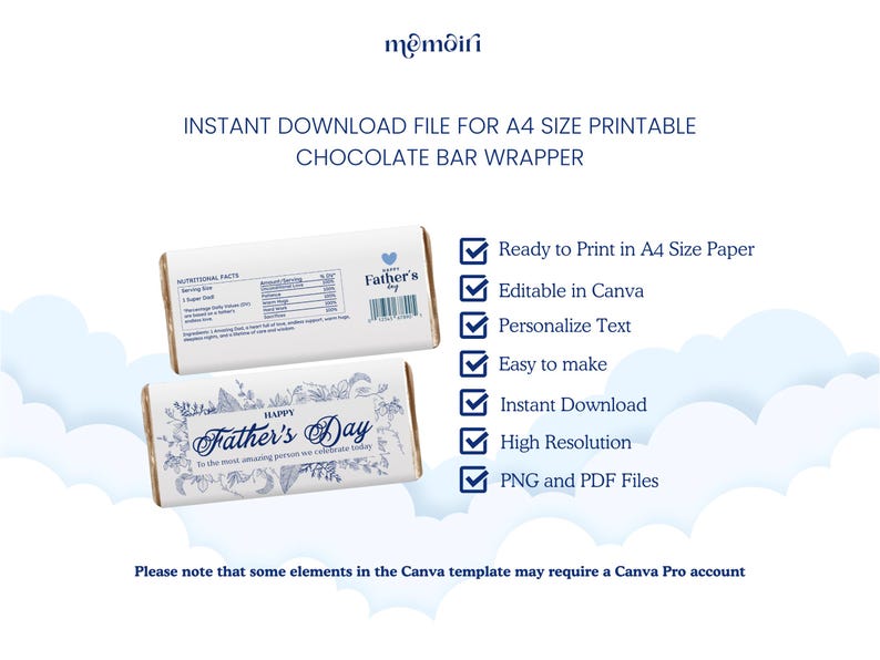 Father’s Day Chocolate Bar Wrapper Printable Candy Bar Label Gift for ...