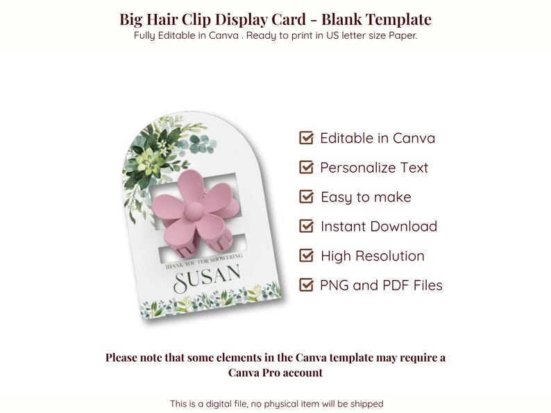 Claw Clip Display Card Template | Canva Editable Packaging (digital ...
