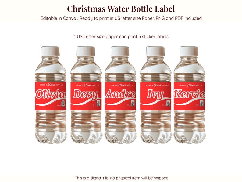 Soda Bottle Label Template Editable Cola Drink Wrap Bundle - Etsy