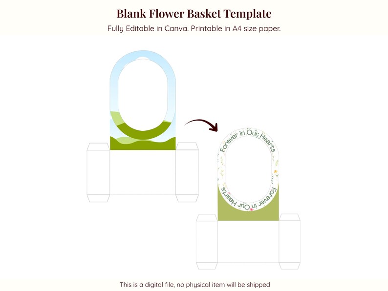 Editable Flower Basket Template | DIY Printable Floral Box (canva) - Etsy