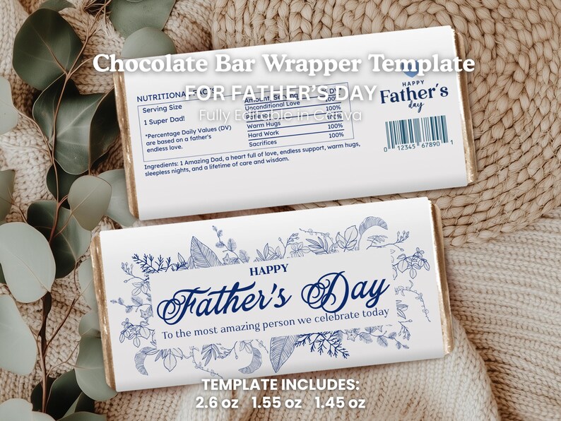 Father’s Day Chocolate Bar Wrapper Printable Candy Bar Label Gift for ...