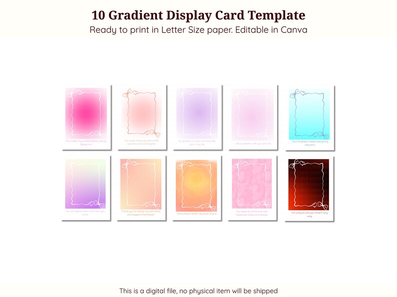 Editable Aesthetic Display Card Template Mini Bouquet Holder Card ...