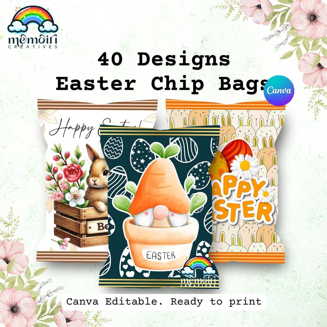 40 Easter Chip Bag Easter Bunny Chip Bag Easter Giveaways Egg Hunting ...
