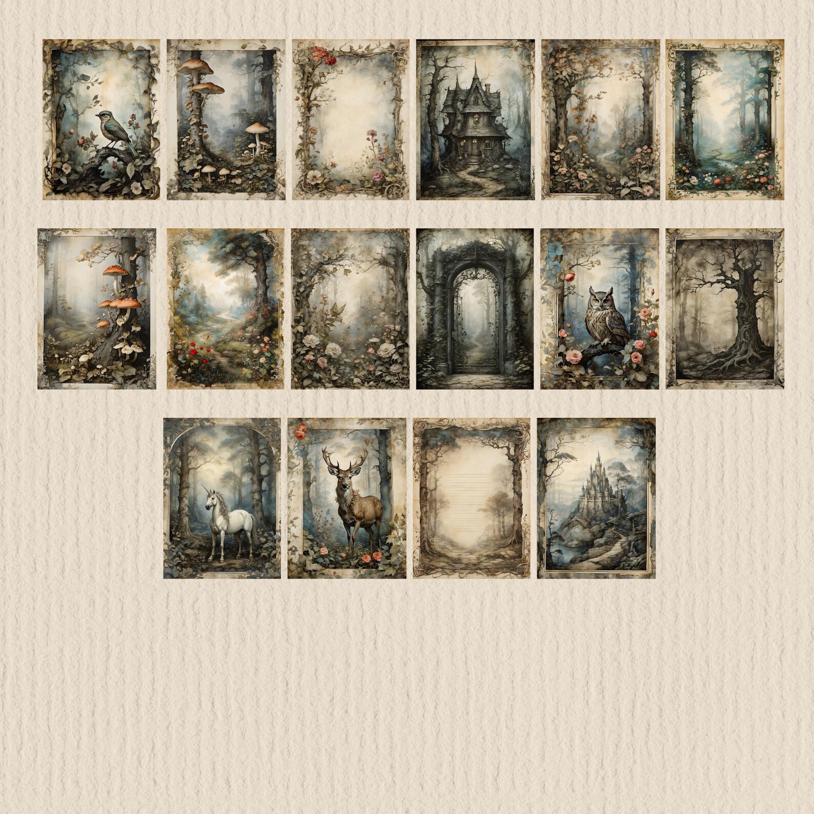 Dark Forest Digital Paper, Fairy Tale Forest Junk Journal Paper ...