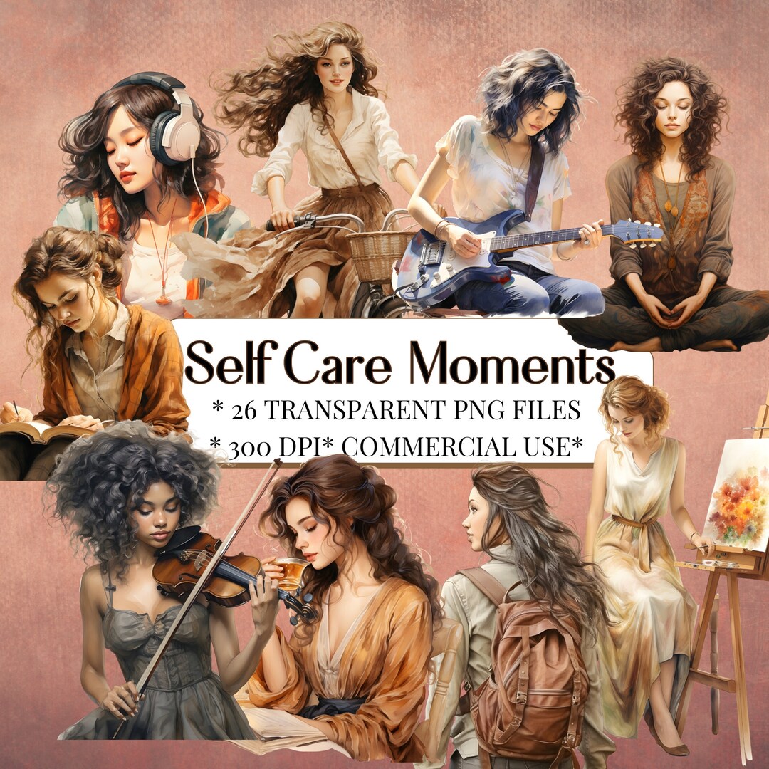 Self Care Moments Clipart, Me Time Girl PNG, Self Love, Creative Women ...