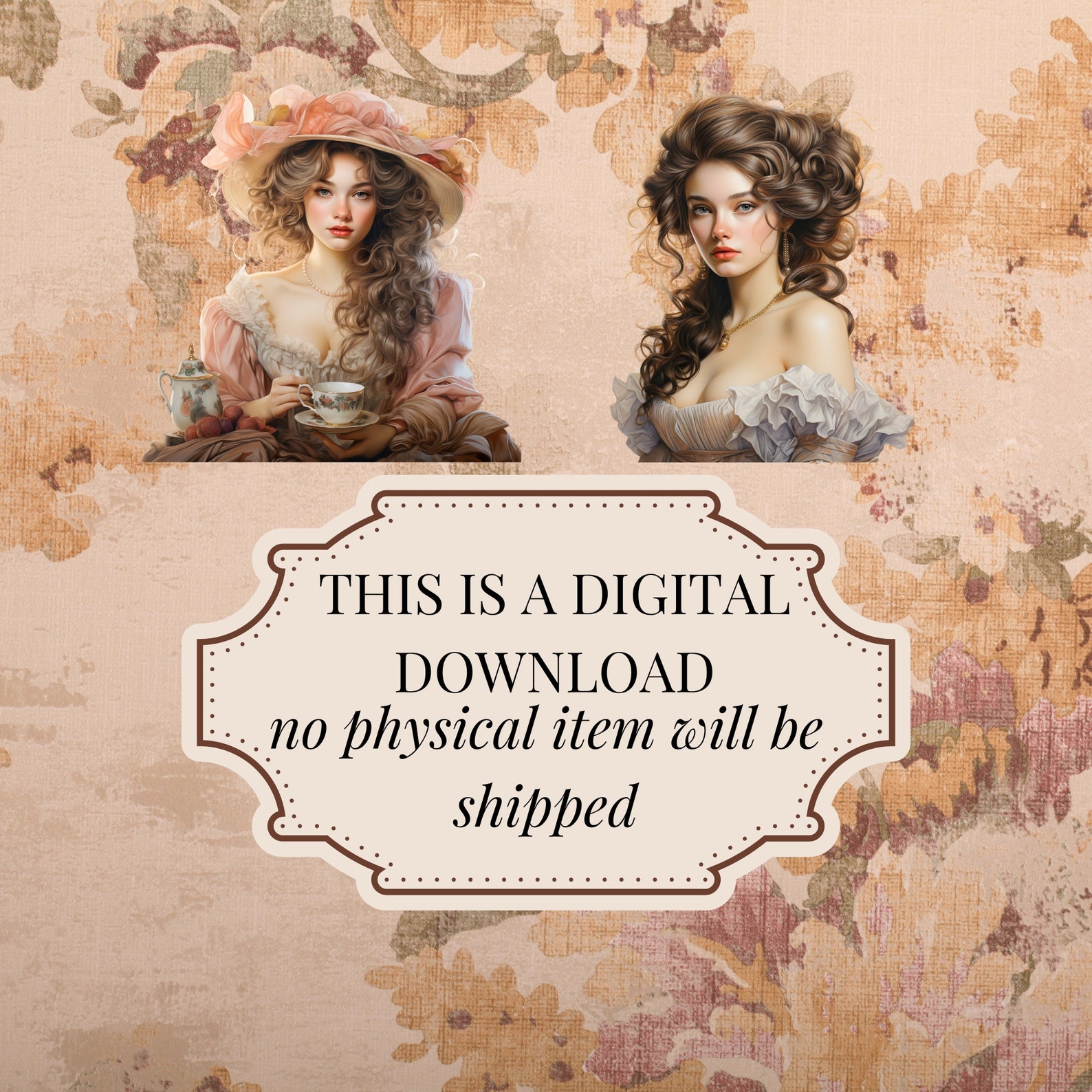 Rococo Girls Clipart, Vintage Rococo Ladies PNG, Royal Girls, Journal ...