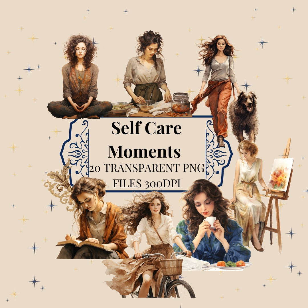 Self Care Moments Clipart, Me Time Girl PNG, Self Love, Creative Women ...