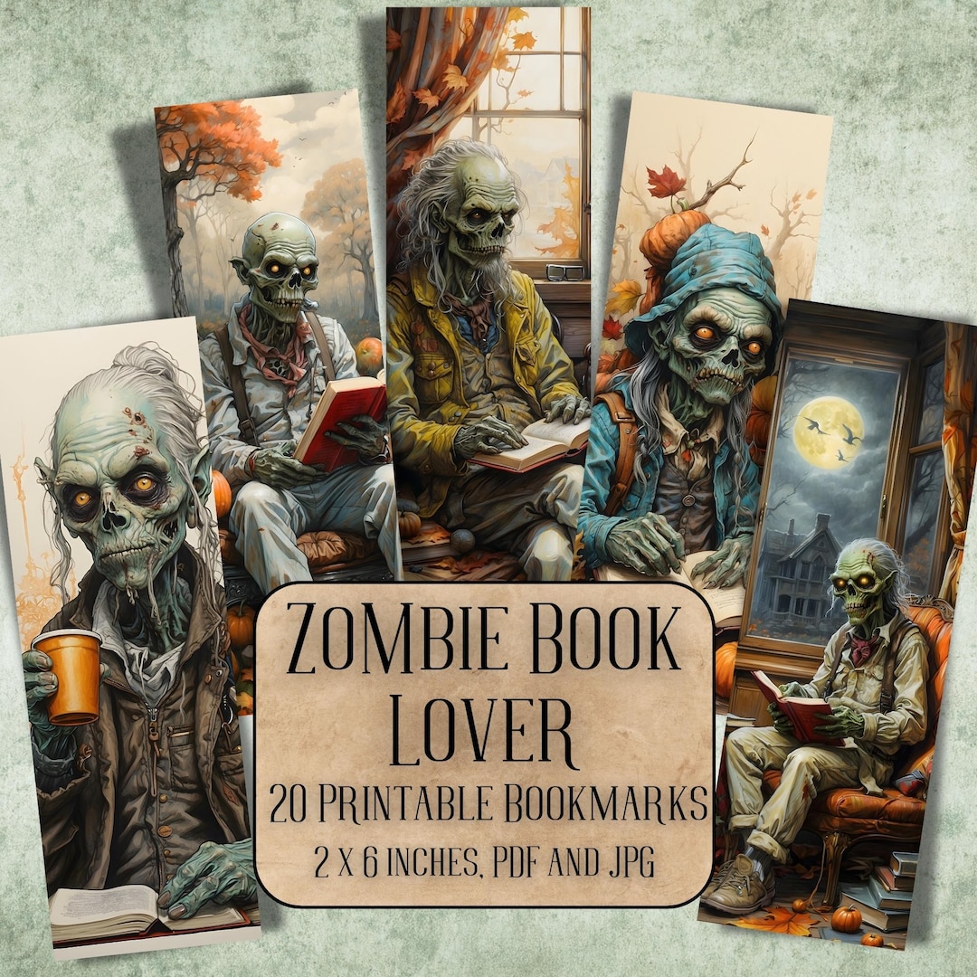 Printable Zombie Bookmarks, Halloween Downloadable Bookmark, Spooky ...