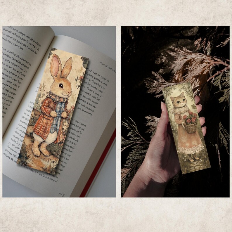 Cottage Animals Printable Bookmarks: Vintage Storybook Anthropomorphic ...