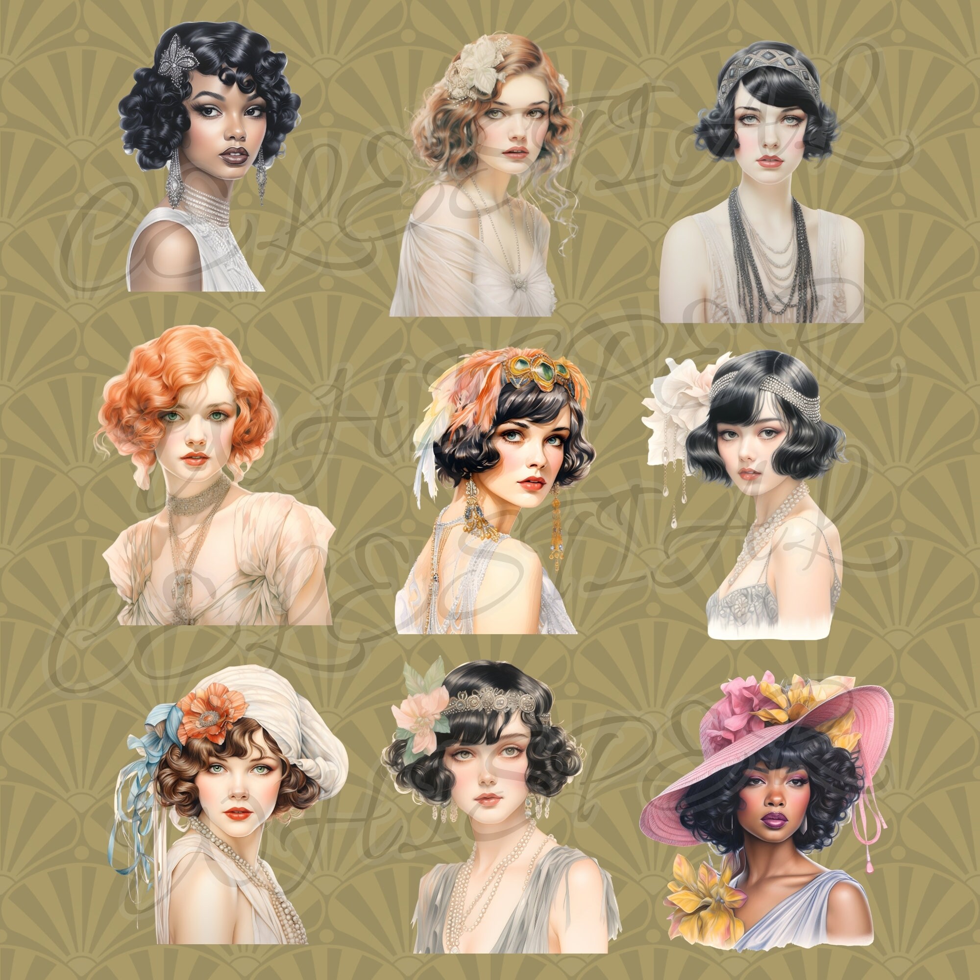 1920s Art Deco Girls Clipart, Party Flapper Dress Era PNG, Retro ...