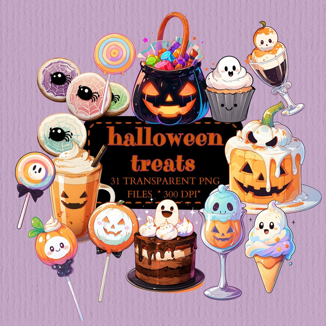 Halloween Scarry Treats Clipart, Halloween Candy PNG, Spooky Desserts ...