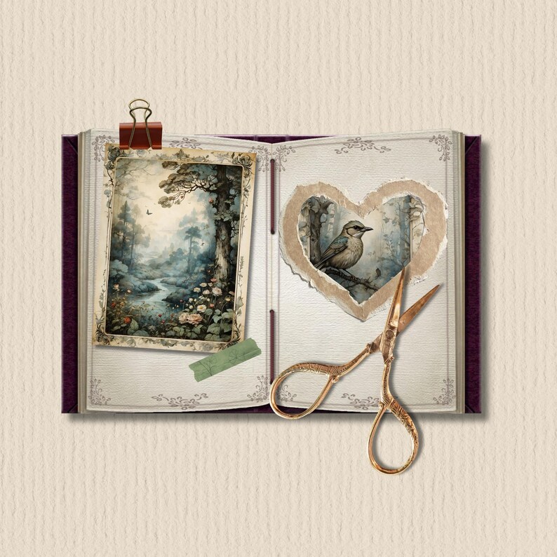 Dark Forest Digital Paper, Fairy Tale Forest Junk Journal Paper ...