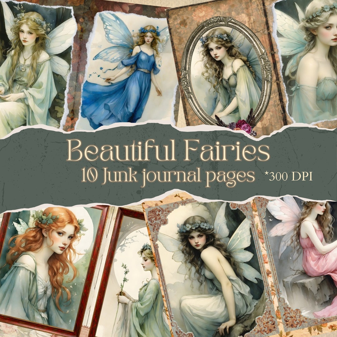 Beautiful Fairies Junk Journal Paper, Vintage Fairy Collage Printables ...