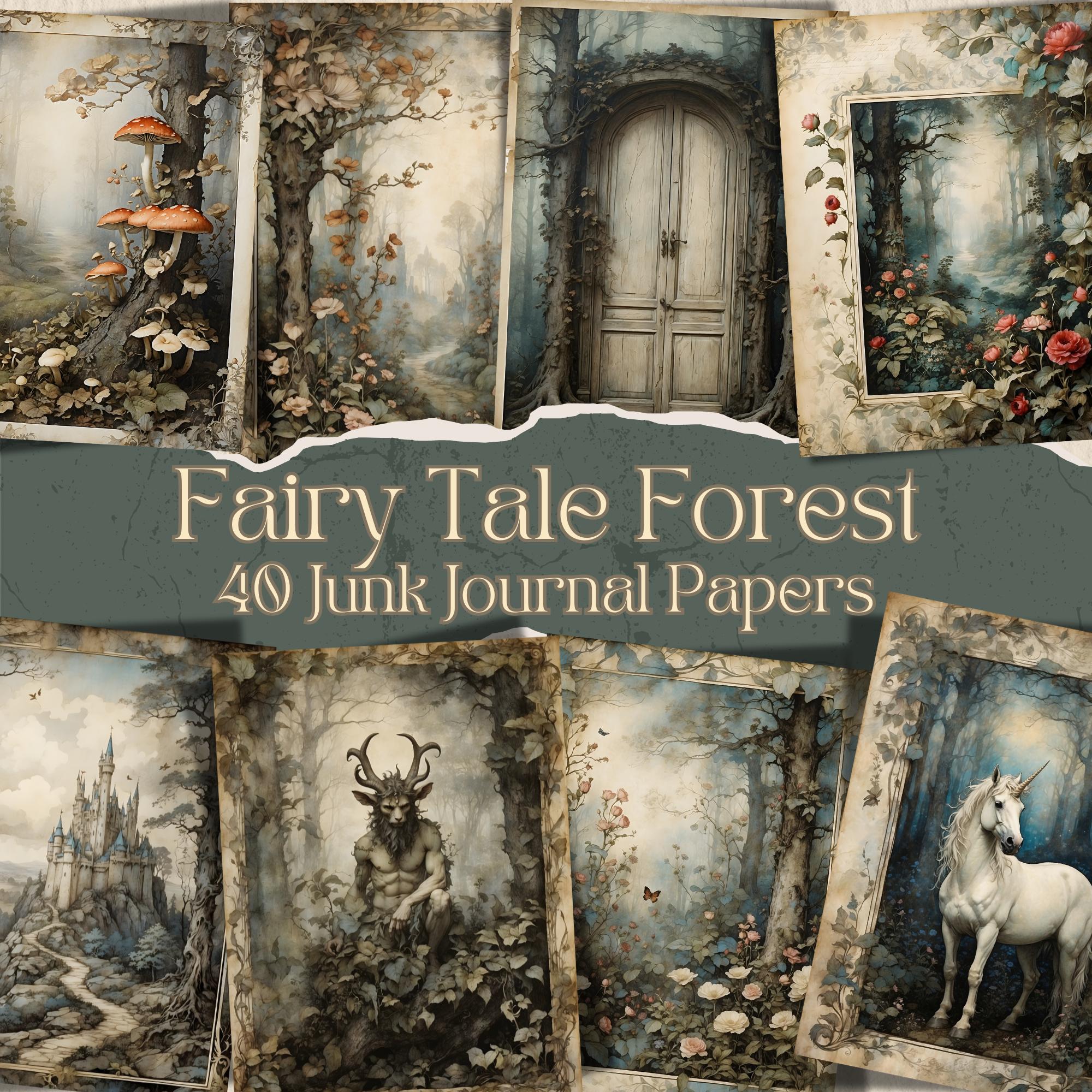 Dark Forest Digital Paper, Fairy Tale Forest Junk Journal Paper ...