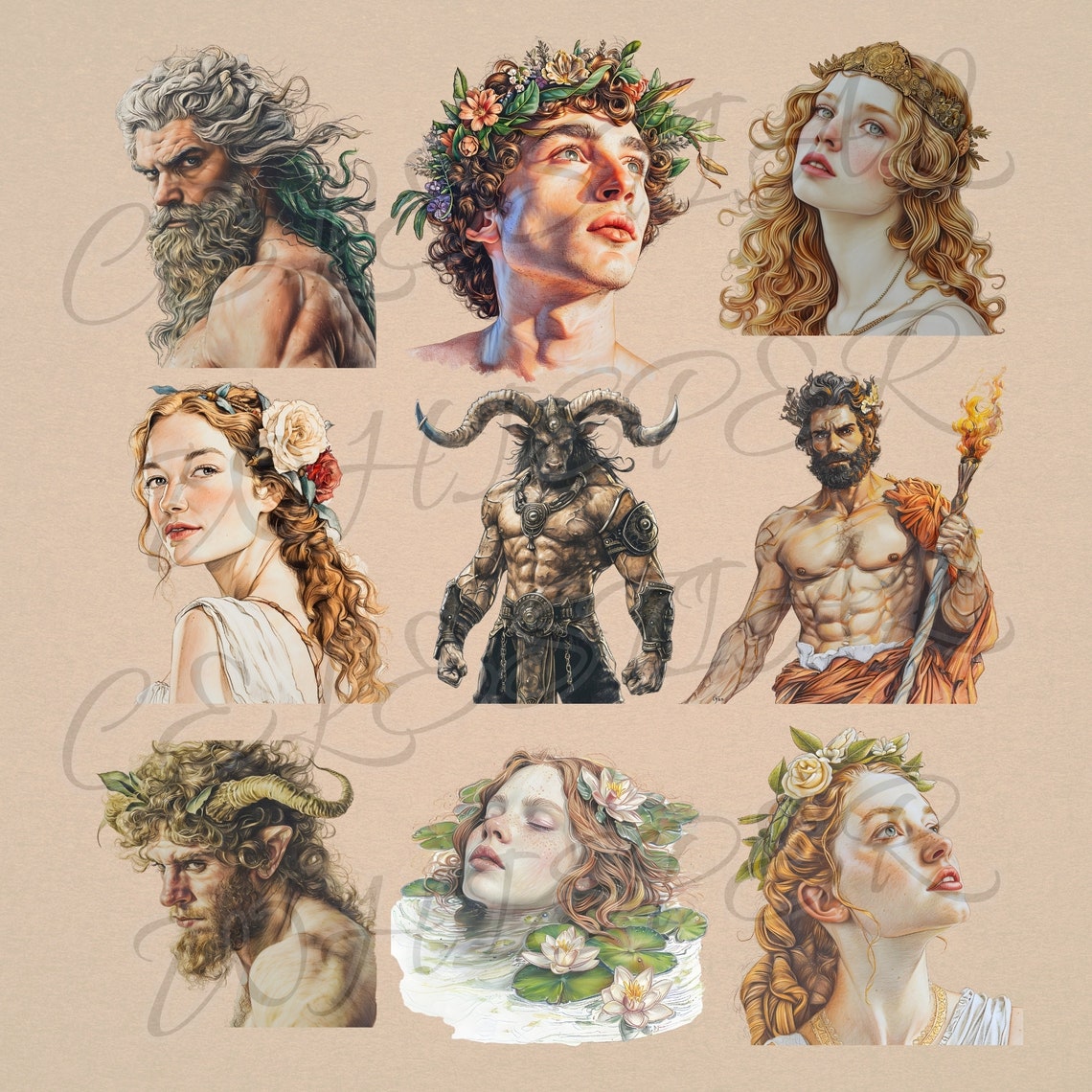 Greek Mythology Clipart, Olympians Mythology Sublimation PNG ...