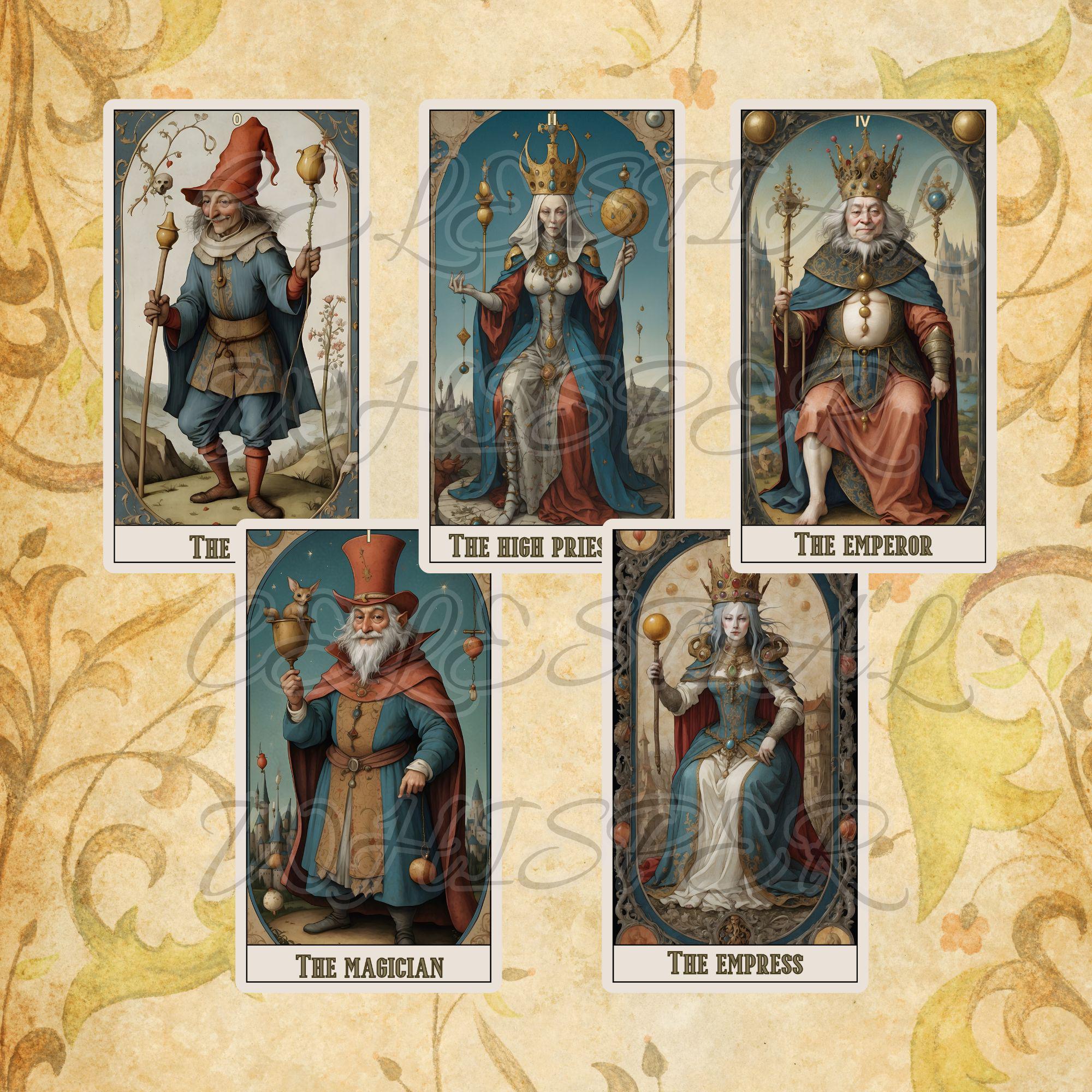 Printable Medieval Major Arcana Tarot Cards, Major Arcana Deck, 22 ...