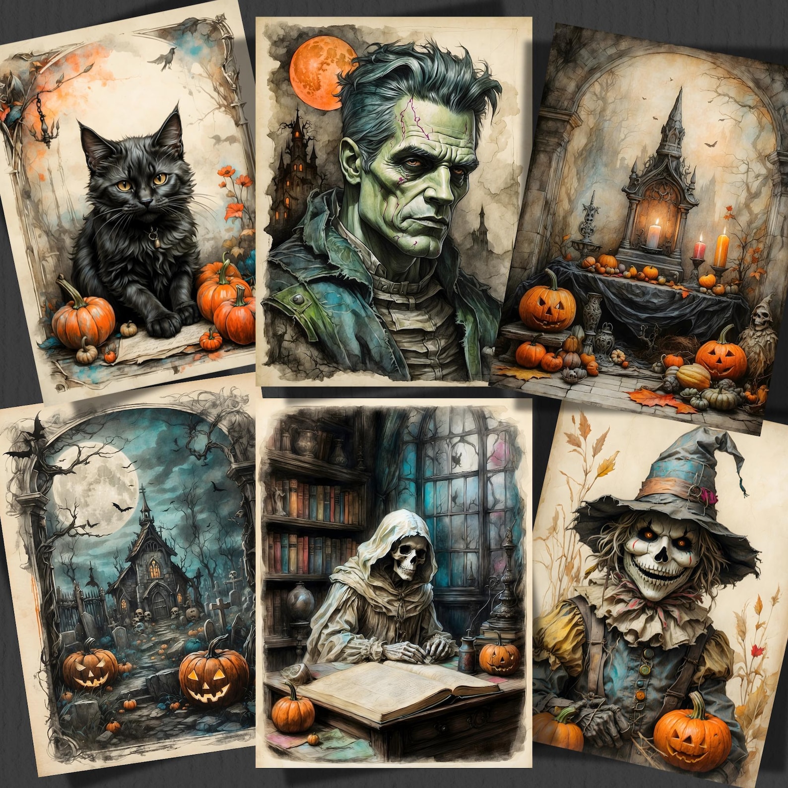 Halloween Junk Journal Paper, Spooky Season Printable Pages, Vintage ...