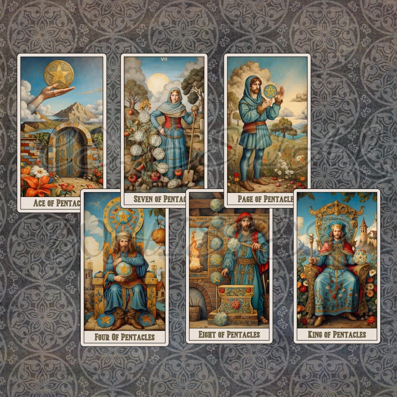 Printable Tarot Deck Renaissance, 78 Cards Tarot Deck PDF, Downloadable Tarot Oracle Set ...