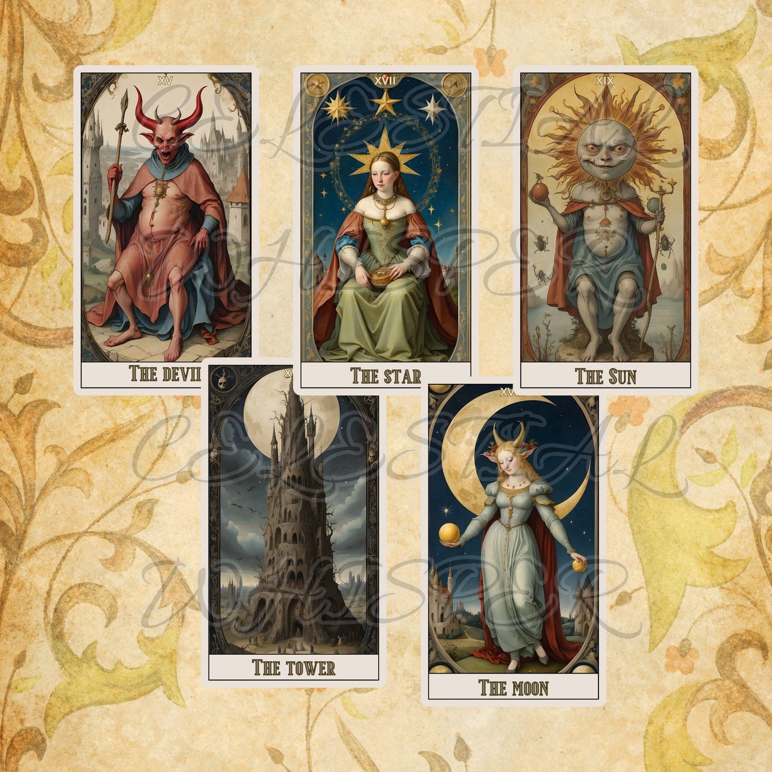 Printable Medieval Major Arcana Tarot Cards, Major Arcana Deck, 22 ...