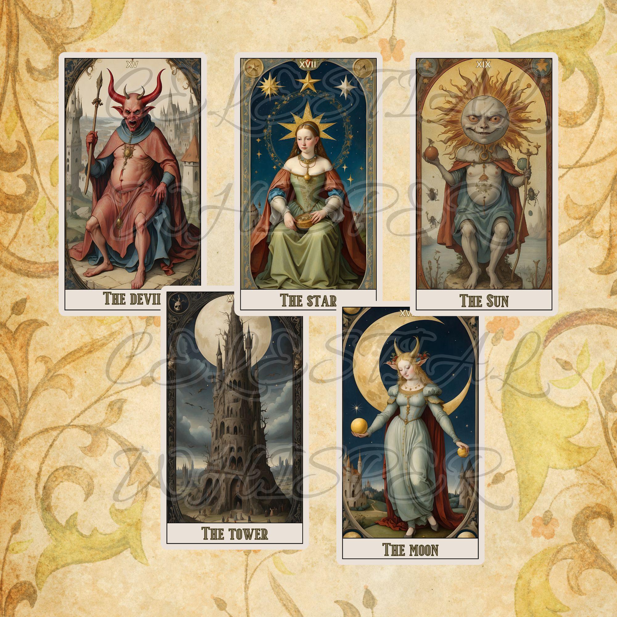 Printable Medieval Major Arcana Tarot Cards, Major Arcana Deck, 22 ...