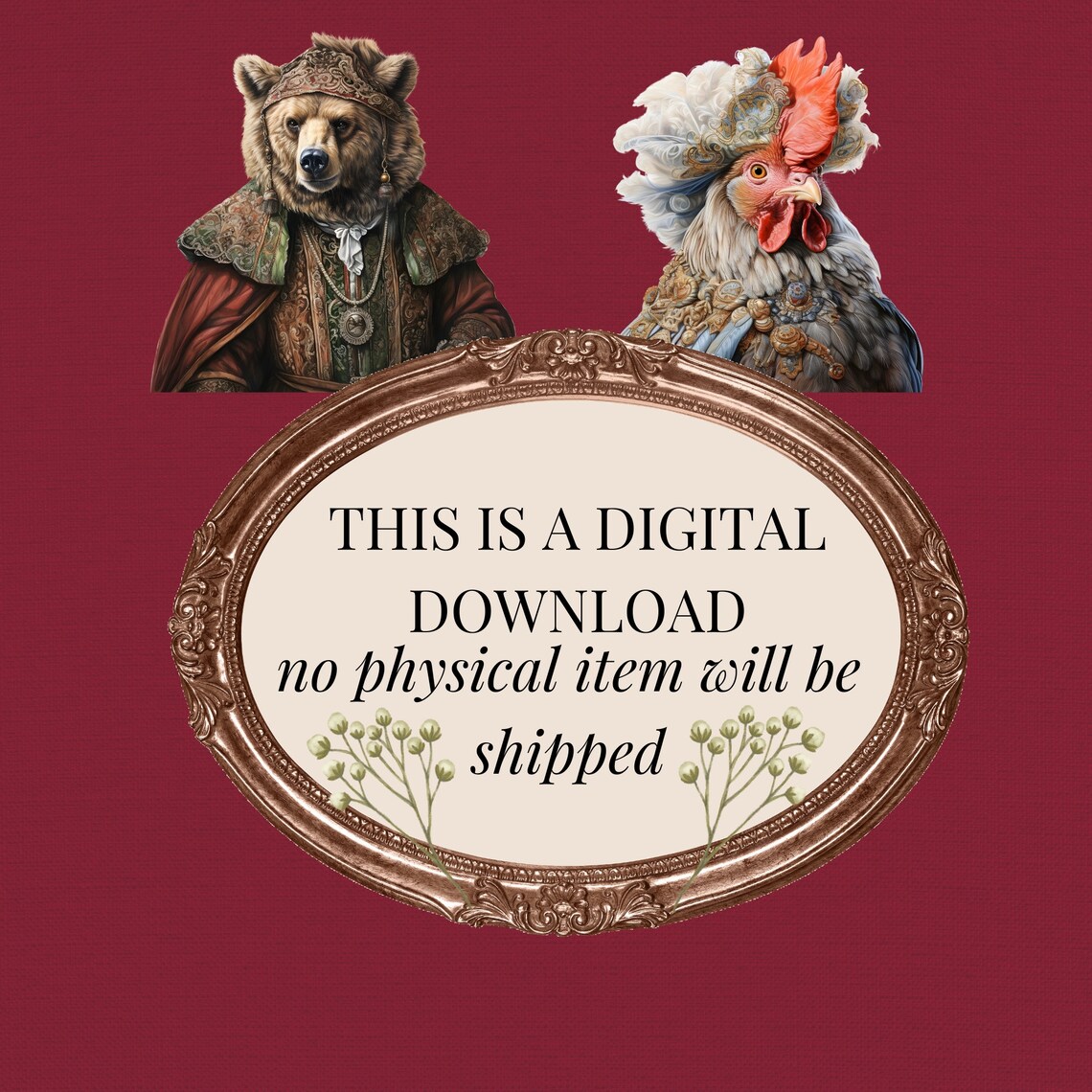 Tudor Era Animals Clipart, Surreal Animals PNG Bundle, Medieval Clipart ...