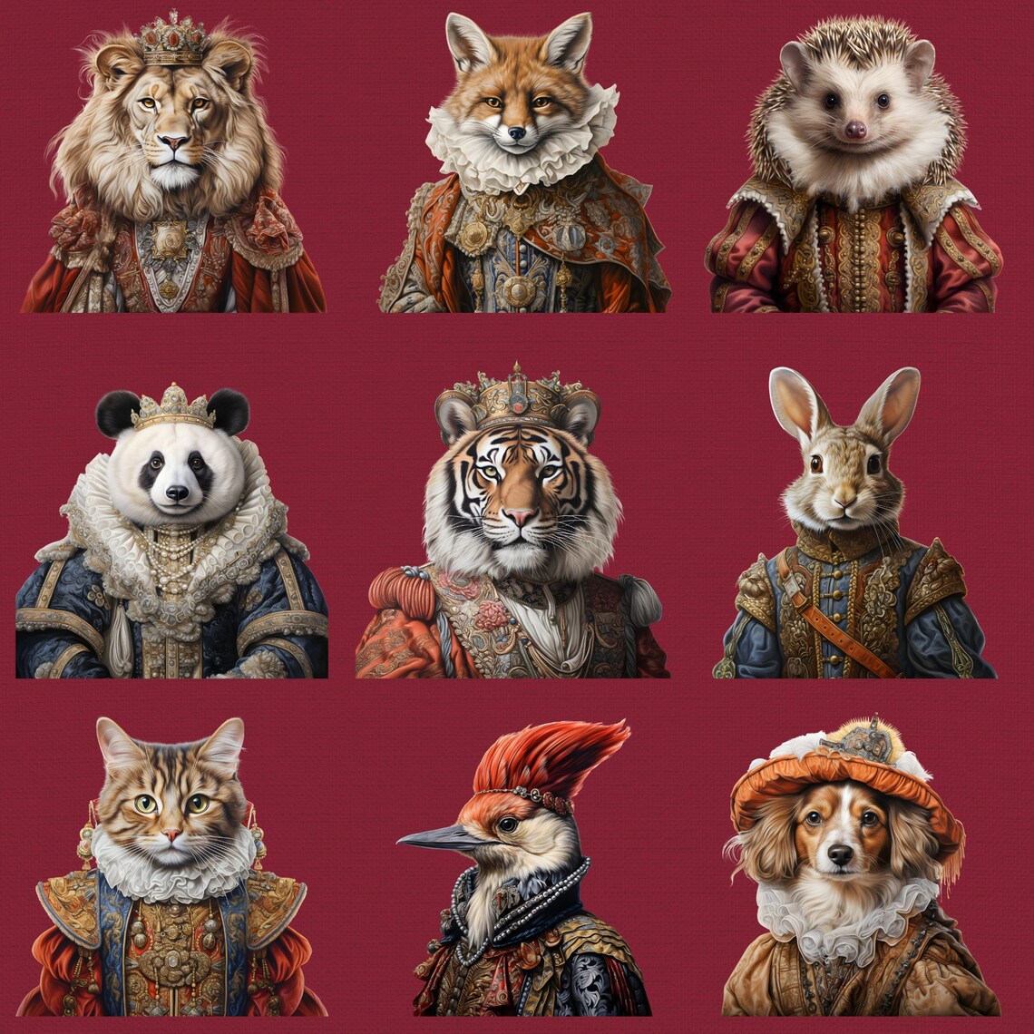 Tudor Era Animals Clipart, Surreal Animals PNG Bundle, Medieval Clipart ...