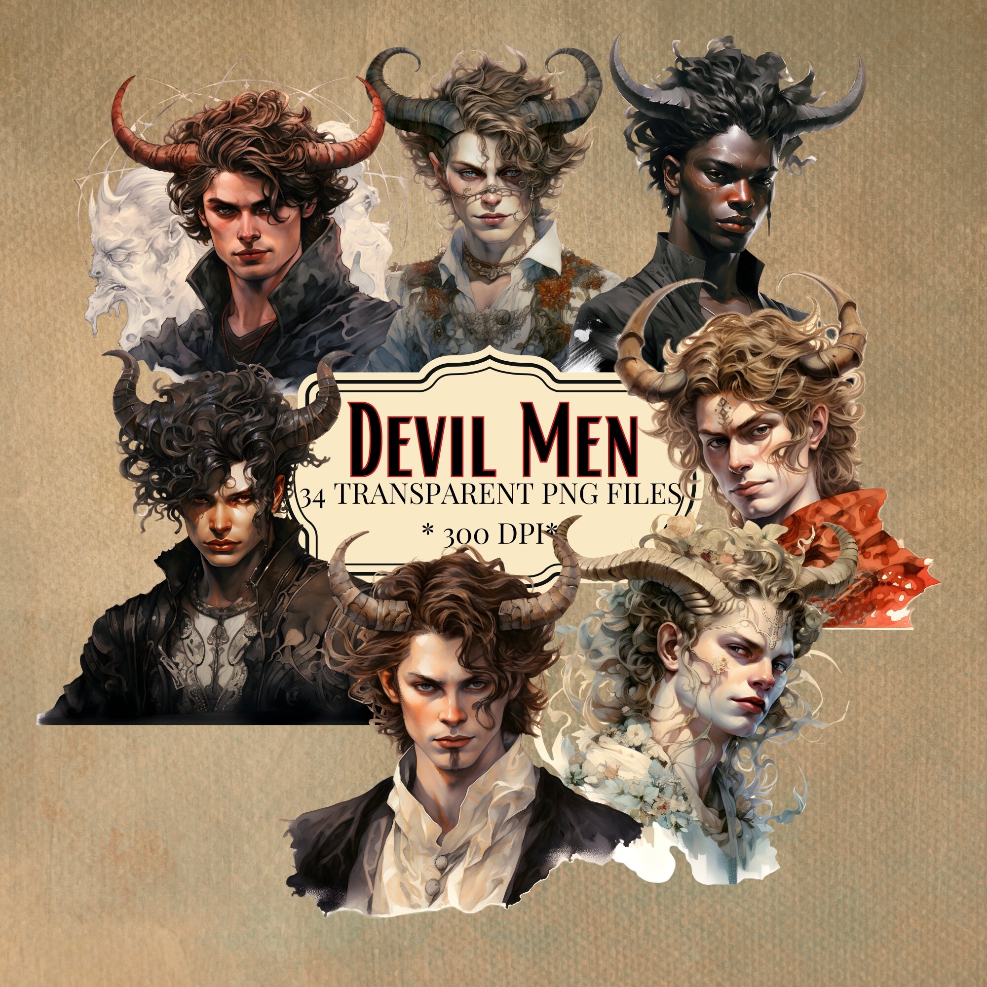 Devils Clipart, Devil Men PNG, Demons Digital Journal Clip Art Bundle ...