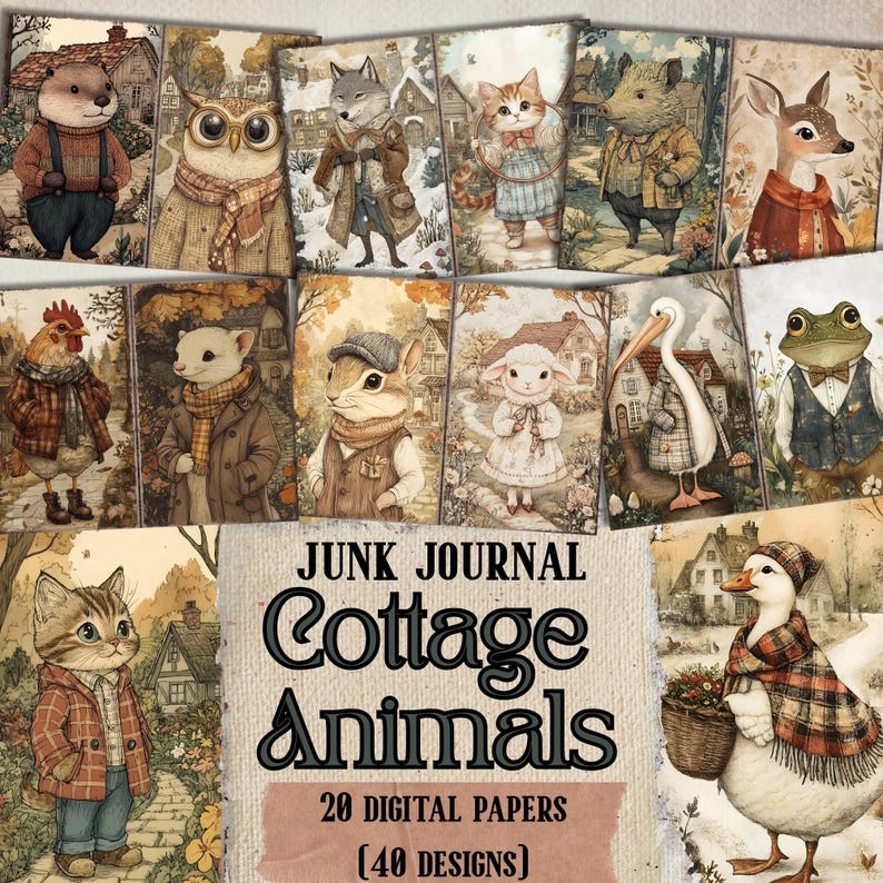 Cottage Animals Printable Journal Paper: Vintage Storybook ...