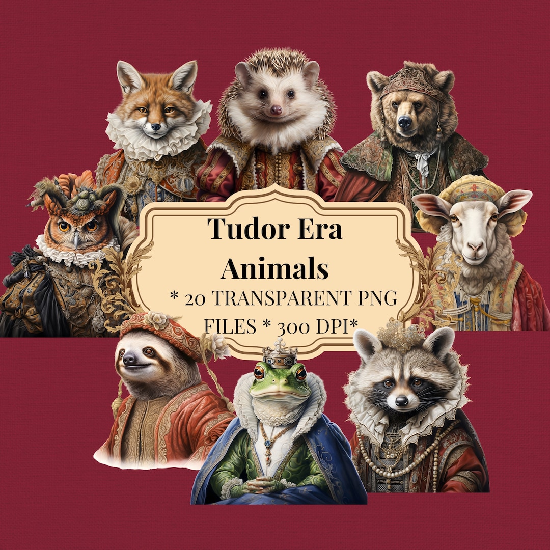 Tudor Era Animals Clipart, Surreal Animals PNG Bundle, Medieval Clipart ...