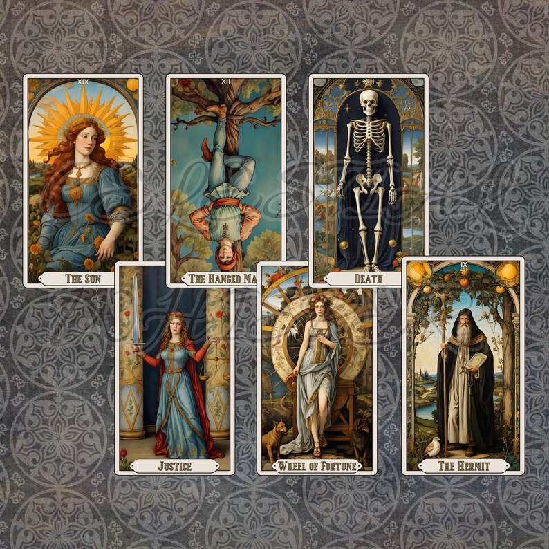 Printable Tarot Deck Renaissance, 78 Cards Tarot Deck PDF, Downloadable ...