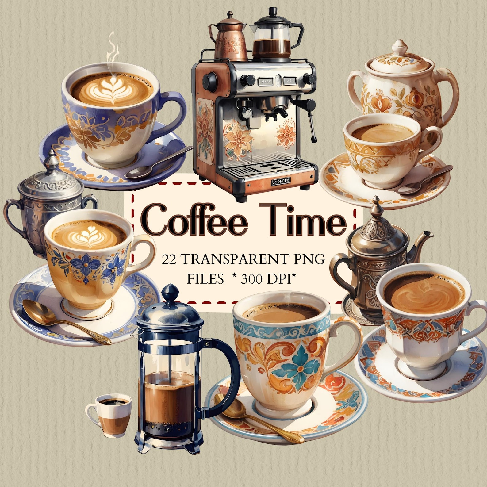 Coffee Clipart Bundle, Coffee Mug PNG, Turkish Coffee Clip Art ...