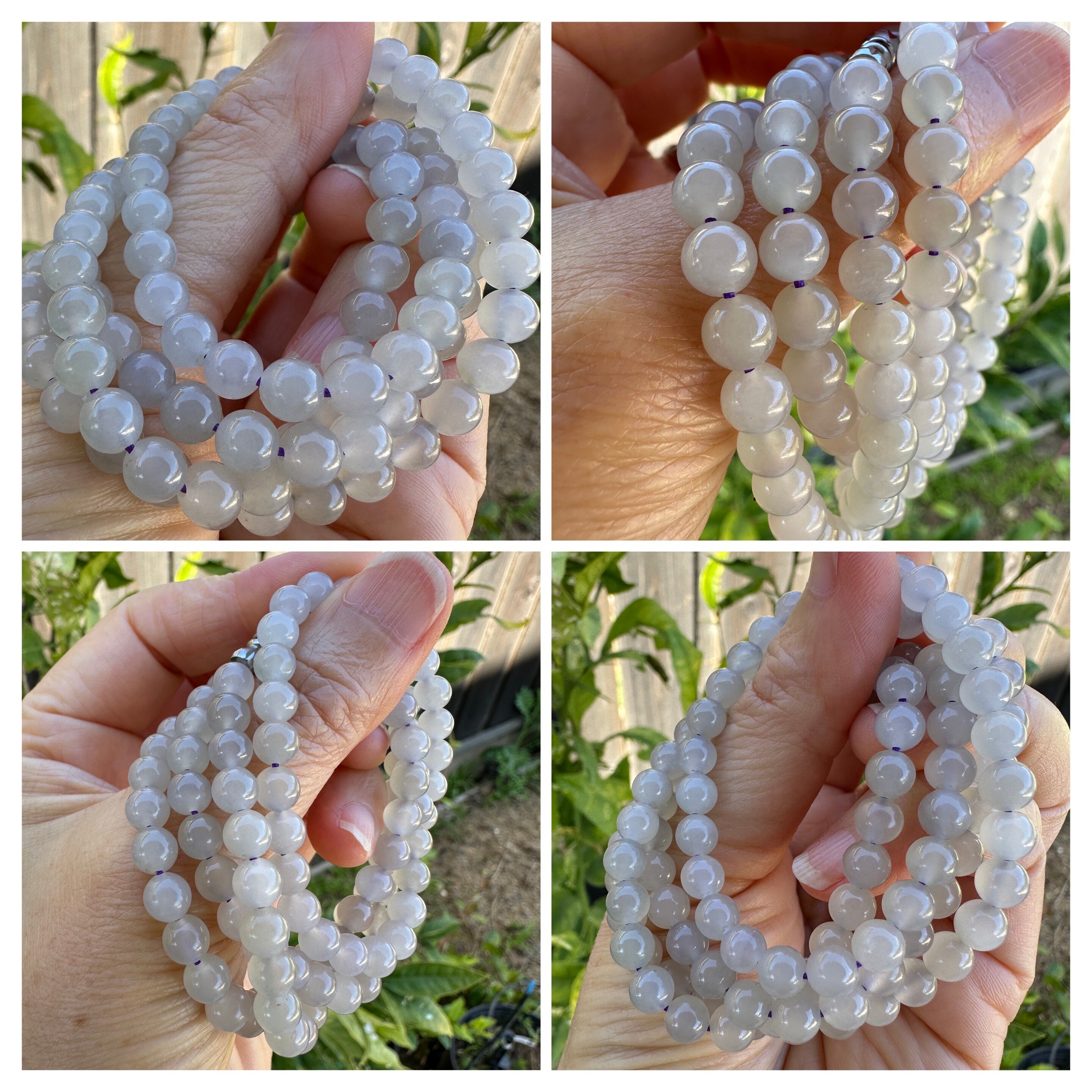 6mm Natural Icy Translucent Gayish Purple Qinghai Hetian Nephrite Jade ...