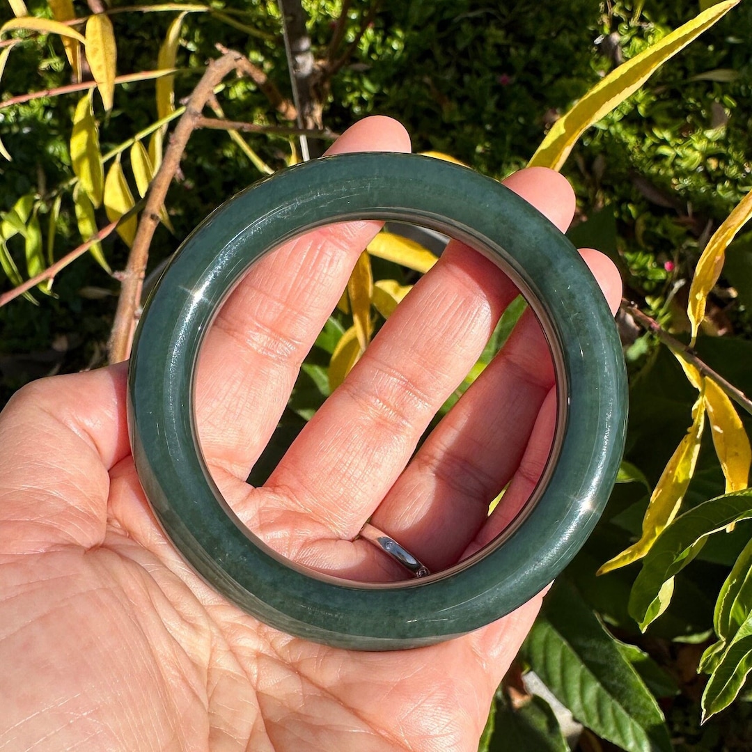 59.5mm Natural Qiemo Hetian Nephrite Dark Blue-green Jade Bangle ...