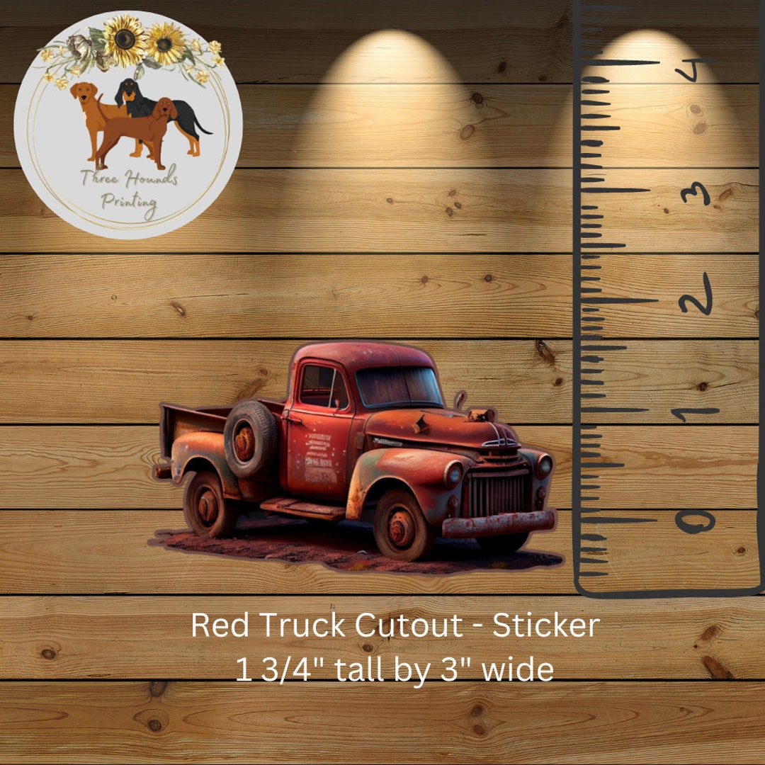 Red Truck - Die Cut Sticker, Water Bottle Sticker, Journal Decal ...